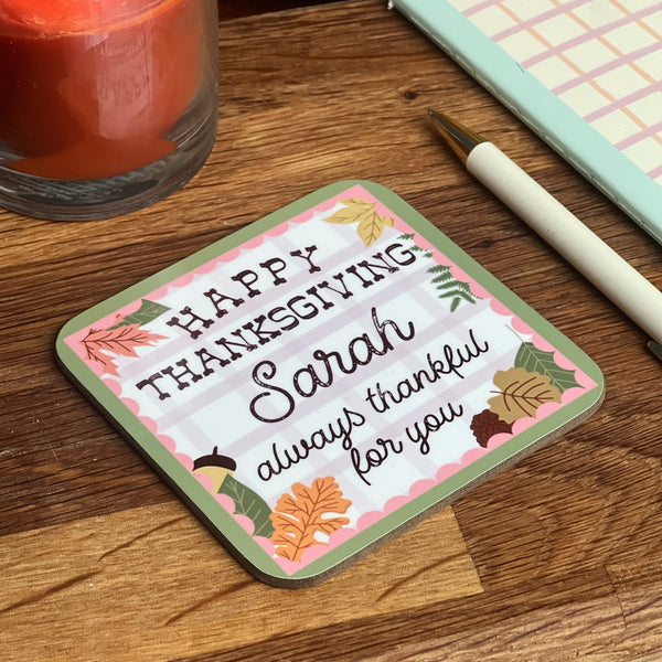 Thanksgiving Coaster - Fall Coaster - Autumn - personalised Coaster fo ...