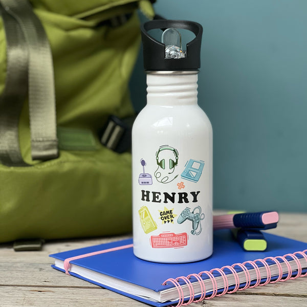Fun Gaming Personalised Water Bottle - Hendog Designs