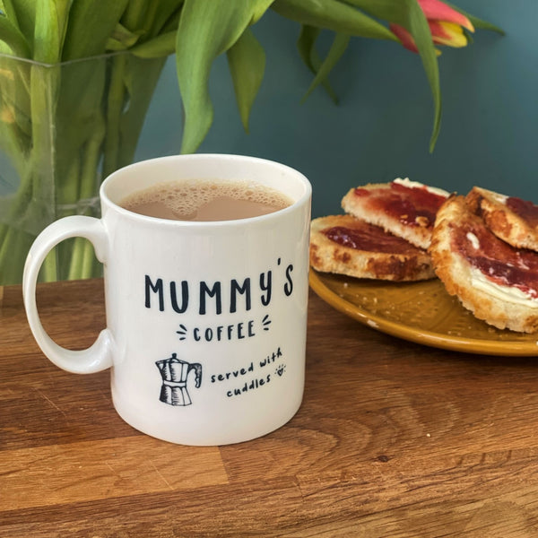 Mummy 's Coffee Served With Cuddles Bone China Mug - Hendog Designs